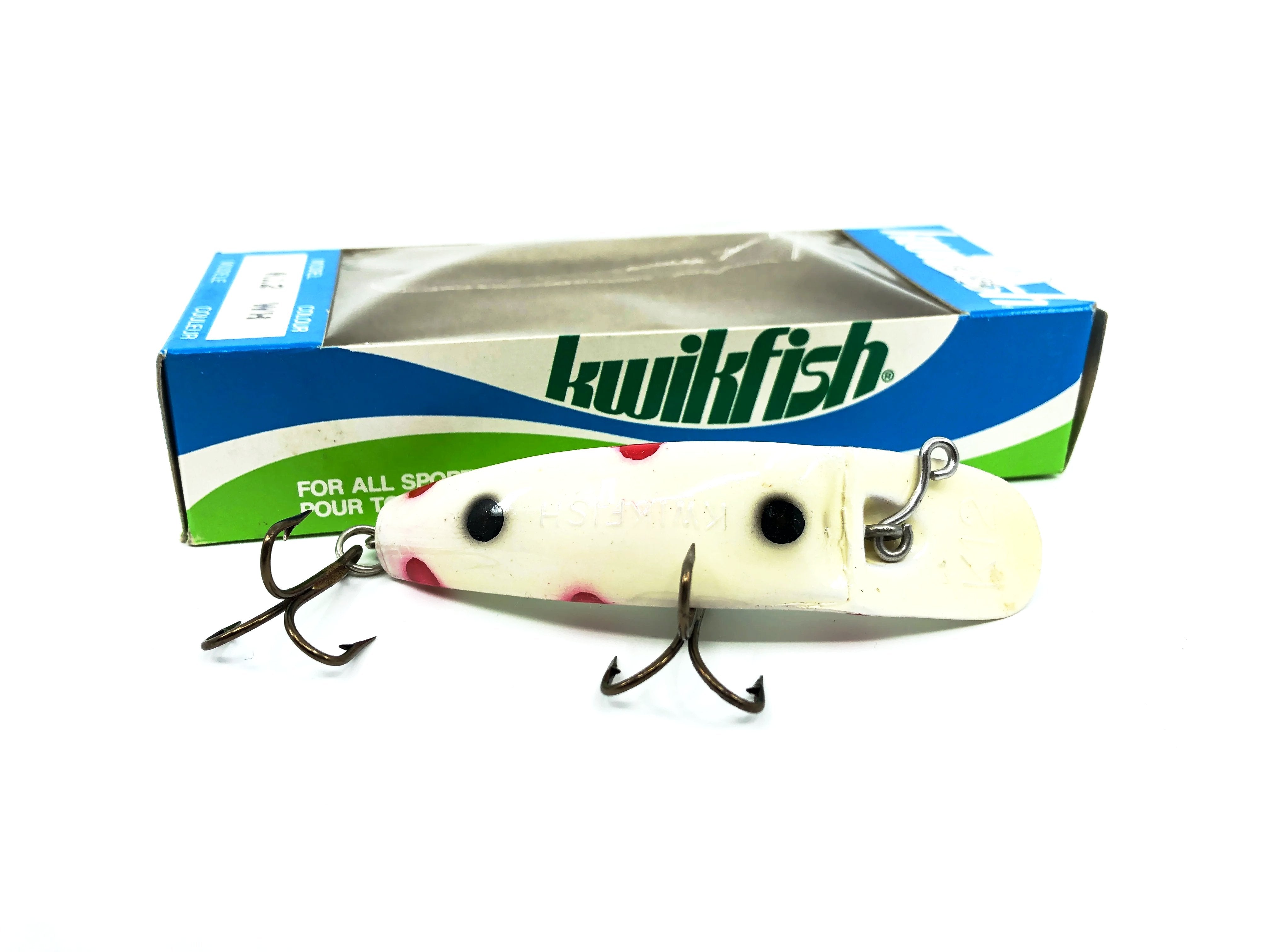 Pre Luhr-Jensen Kwikfish K12, WH White/Red & Black Spots Color New in – My Bait Shop, LLC