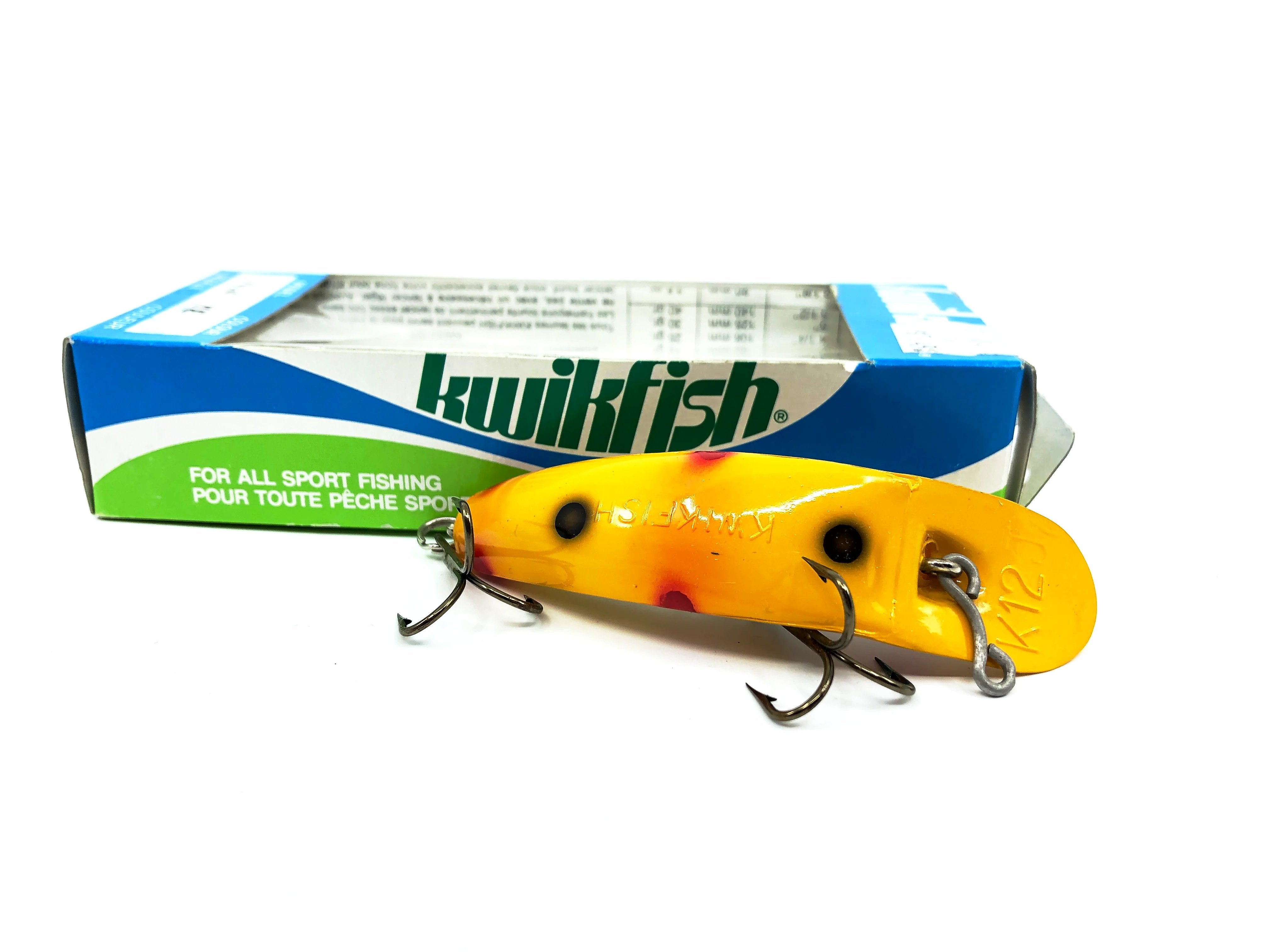 Pre Luhr-Jensen Kwikfish K12, YE Yellow/Black & Red Spots Color New in – My Bait Shop, LLC