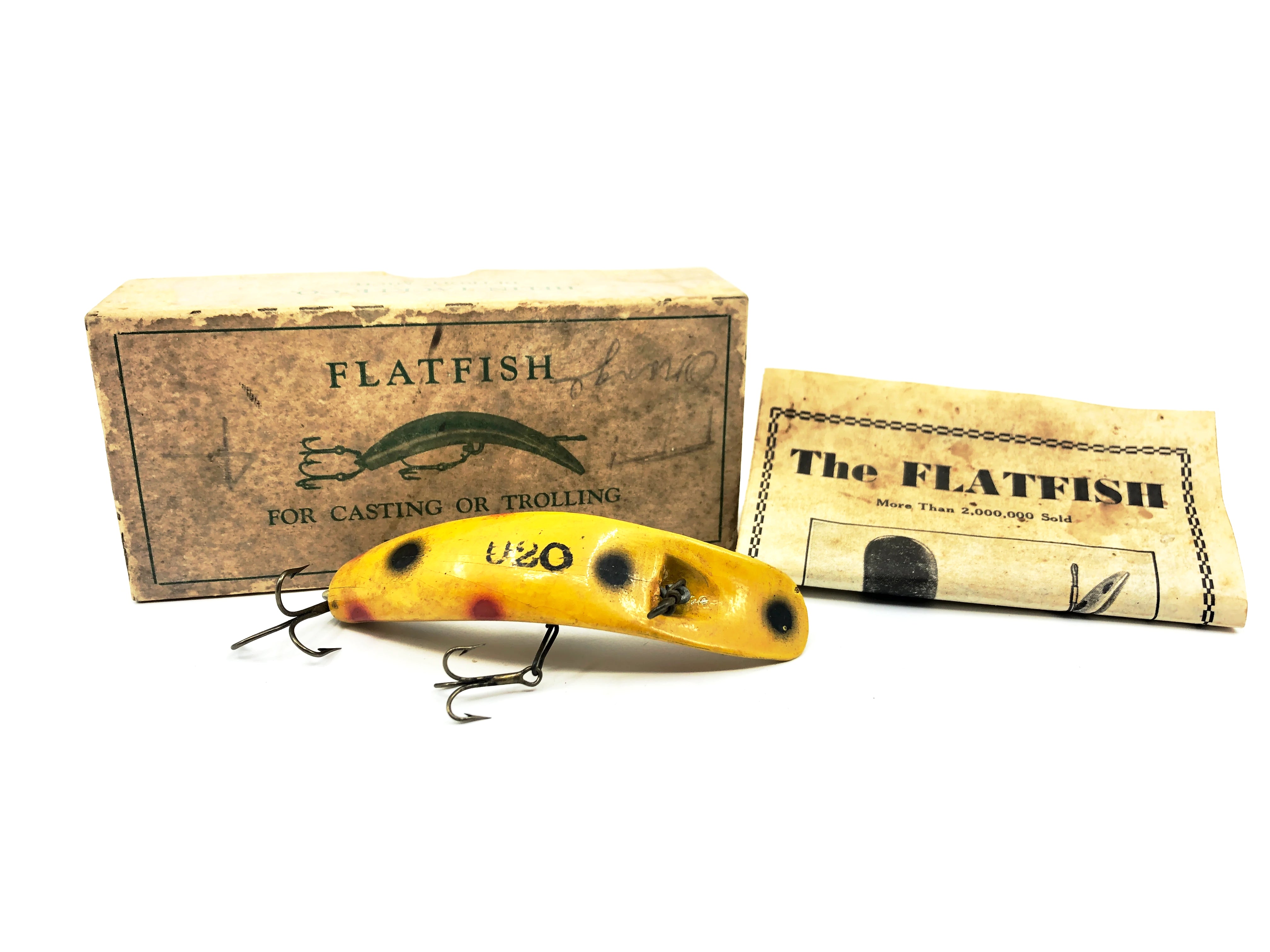 Vintage Helin Flatfish U20, Y Yellow Color with Box - 1945 – My Bait Shop, LLC