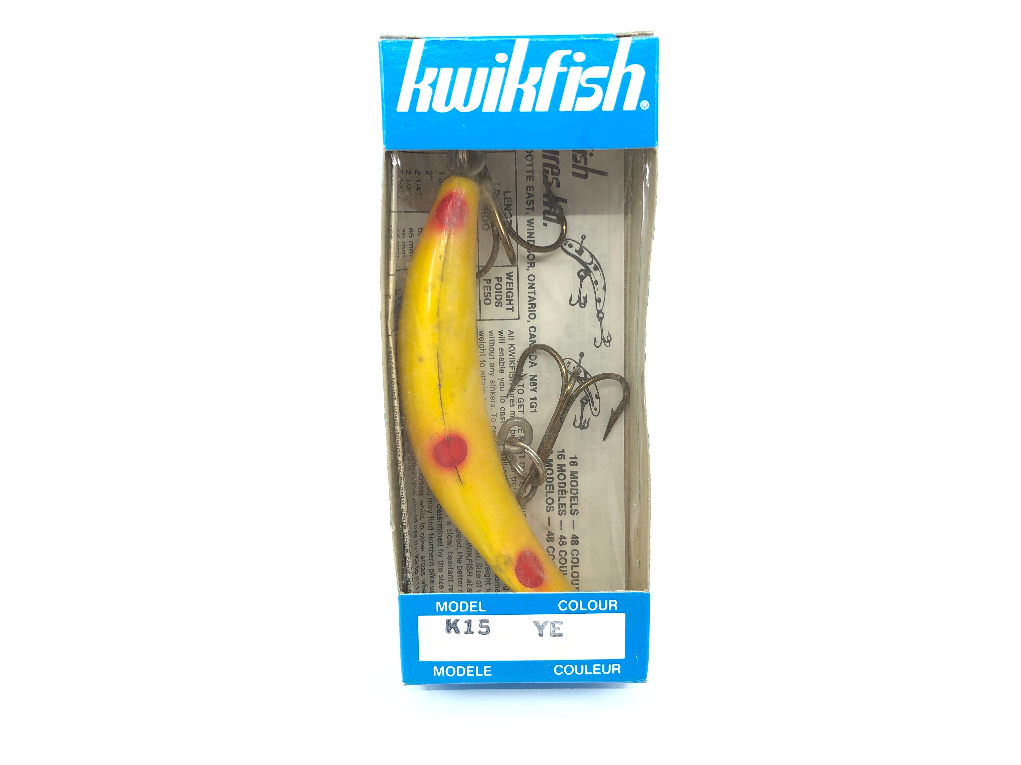 Kwikfish K15 YE Yellow Red and Black Spots Color New in Box Old Stock – My Bait Shop, LLC