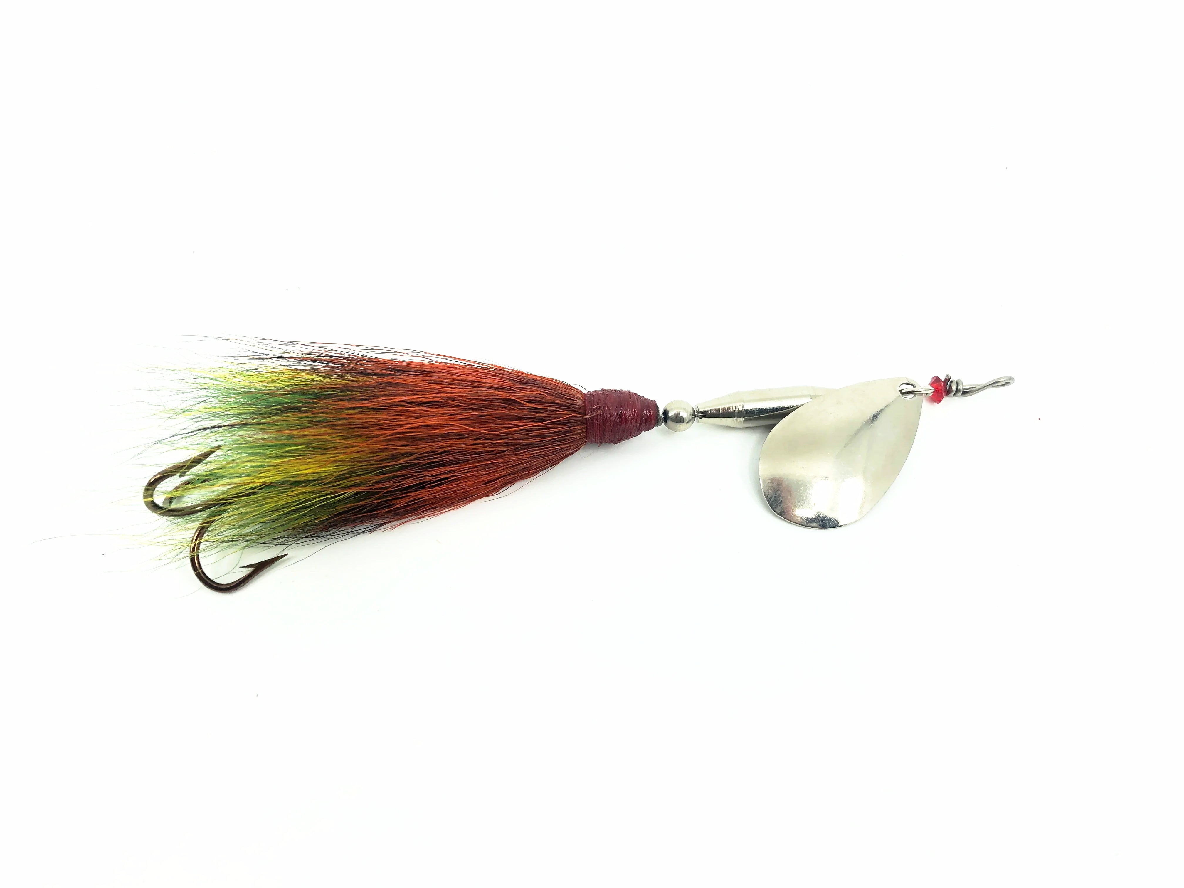 Pike Bucktail Spinner, Silver Blade/Perch Tail Color - Indiana Blade ...