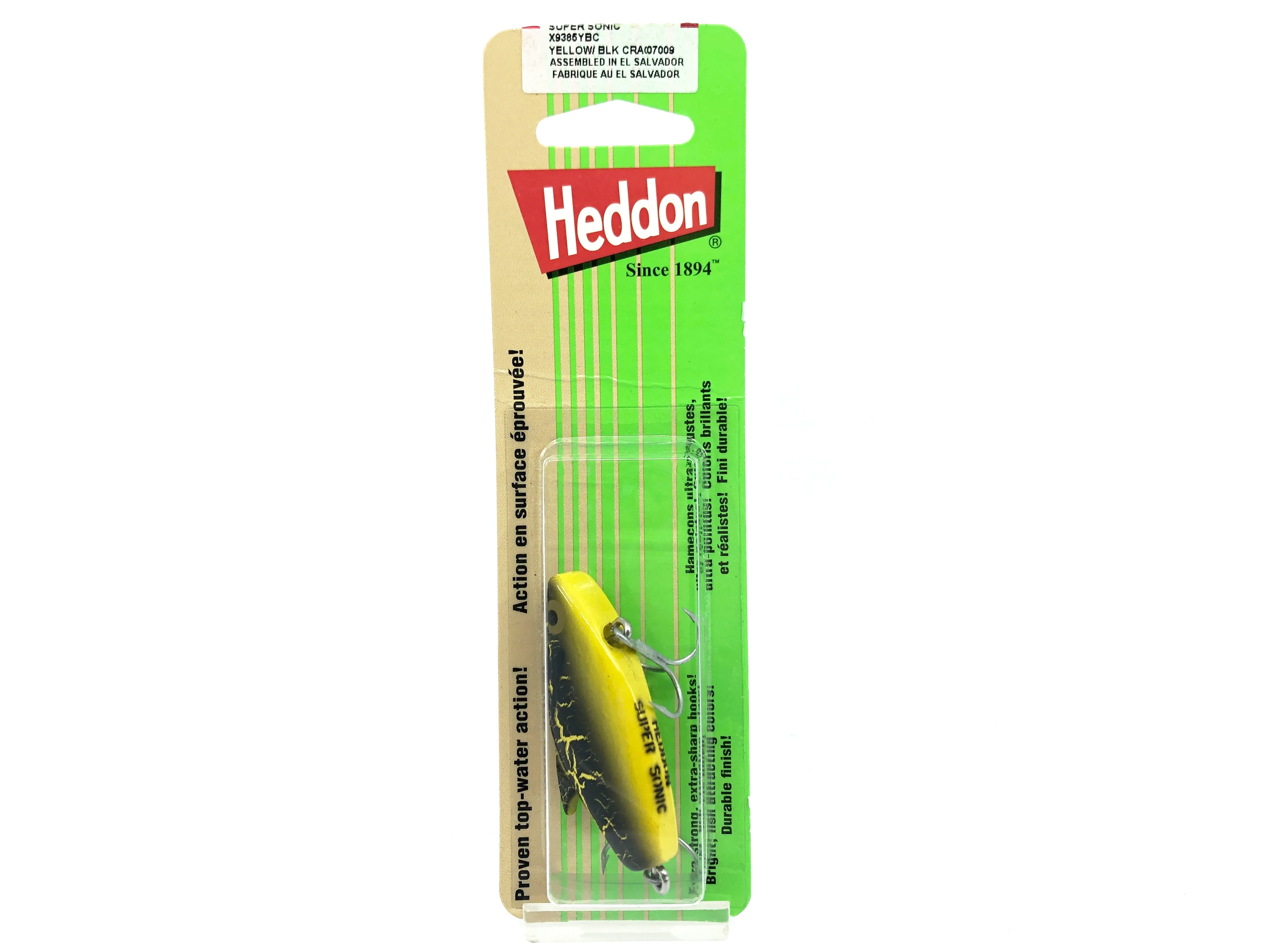 Heddon Super Sonic, YBC Yellow Black Crackle Back Color on Card Limite ...