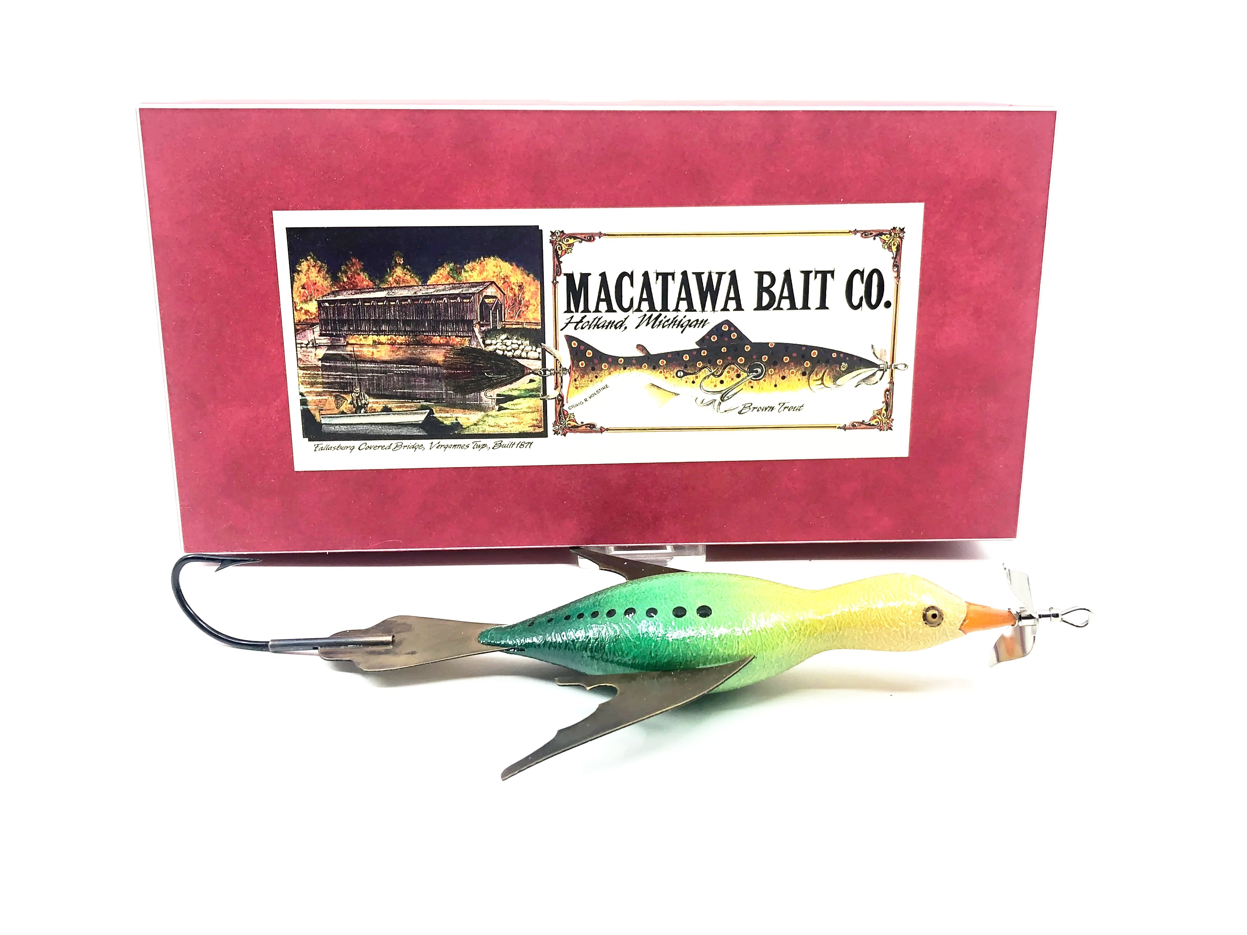 Macatawa Bait Co. Duck Lure / Musky Bird, Blue/White Duck Color w/Box ...