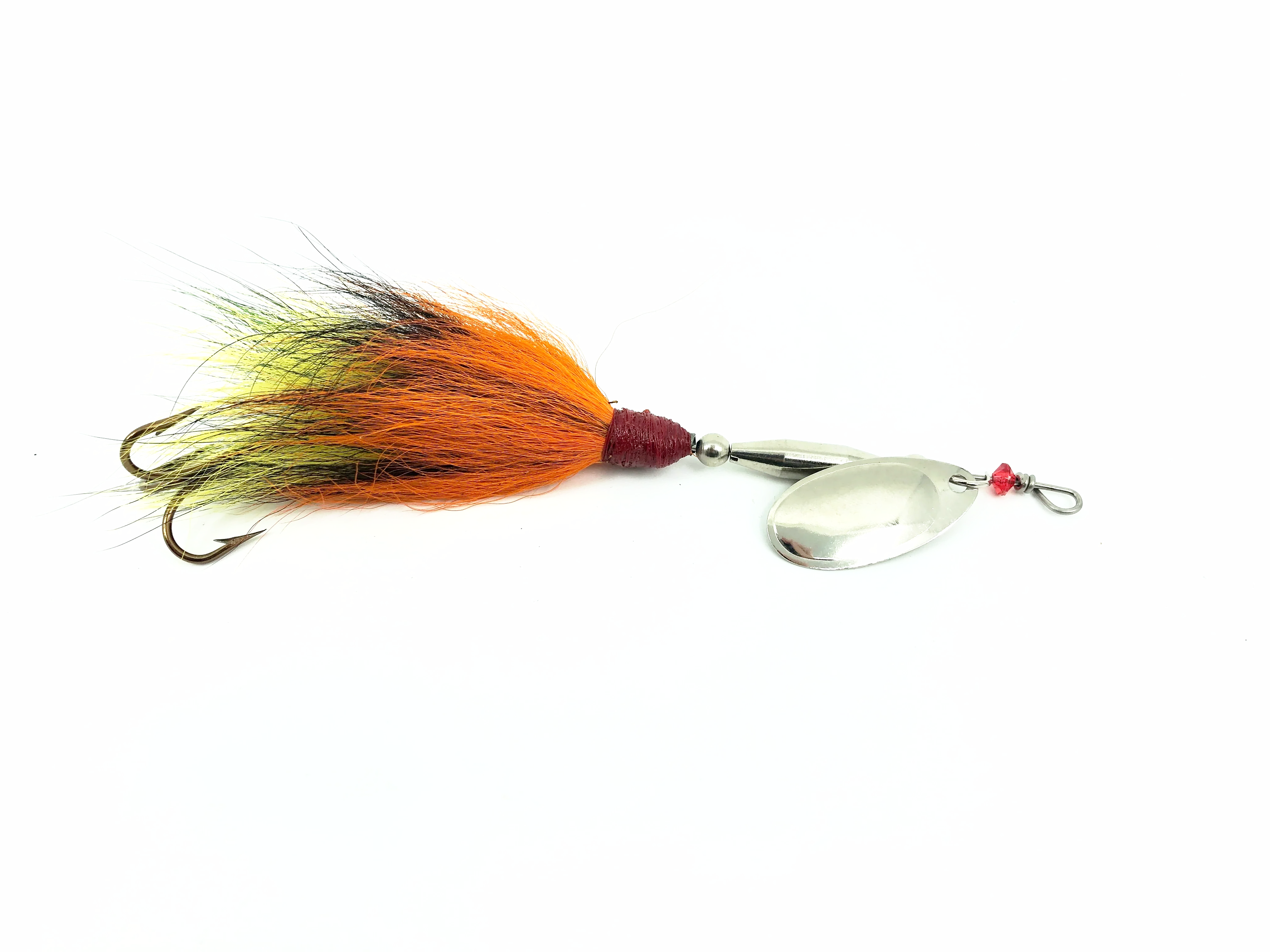 Pike Bucktail Spinner, Silver Blade/Perch Tail Color - French Blade ...