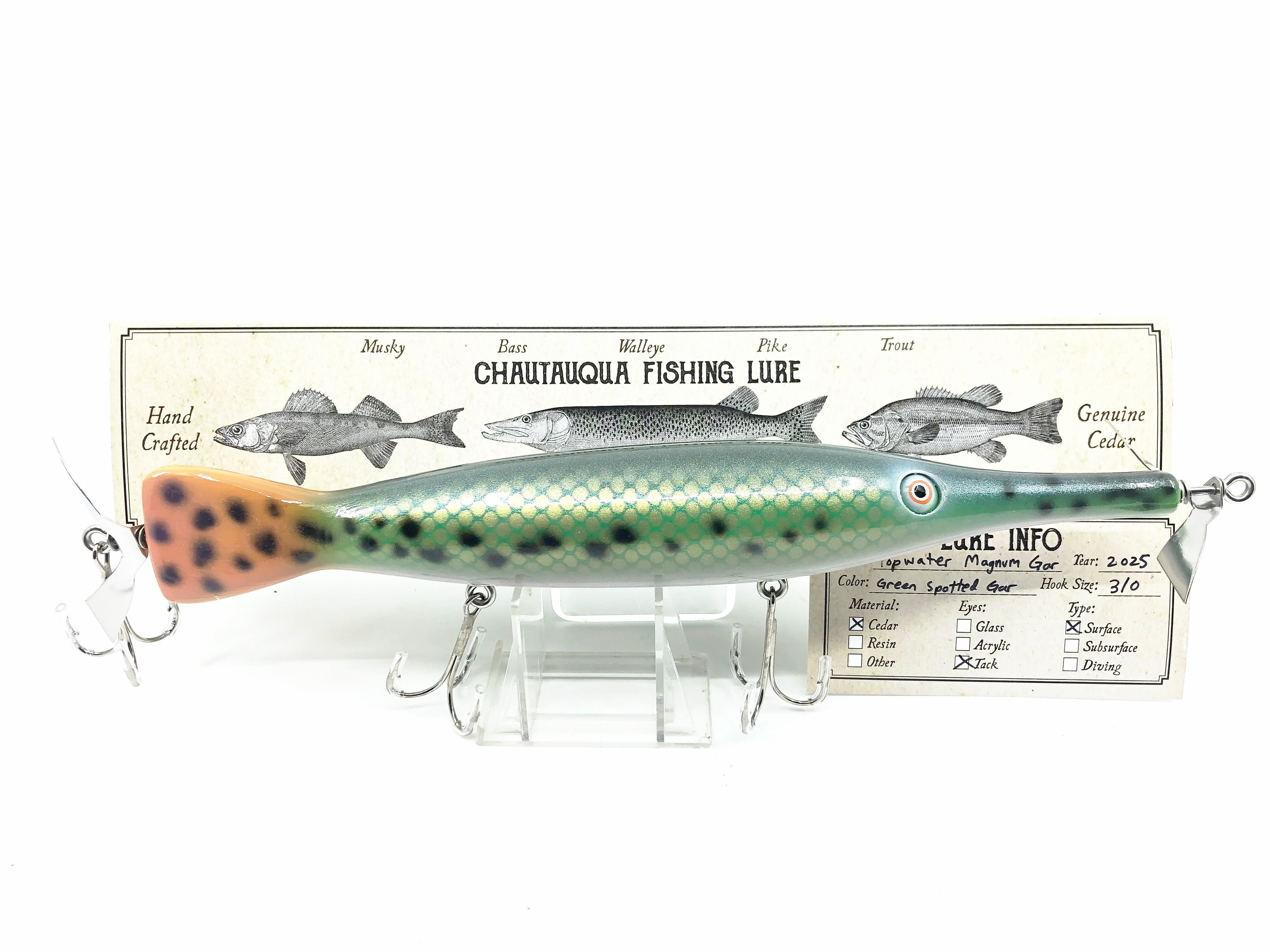 Chautauqua Topwater Magnum Gar, Green Spotted Gar Color – My Bait Shop, LLC