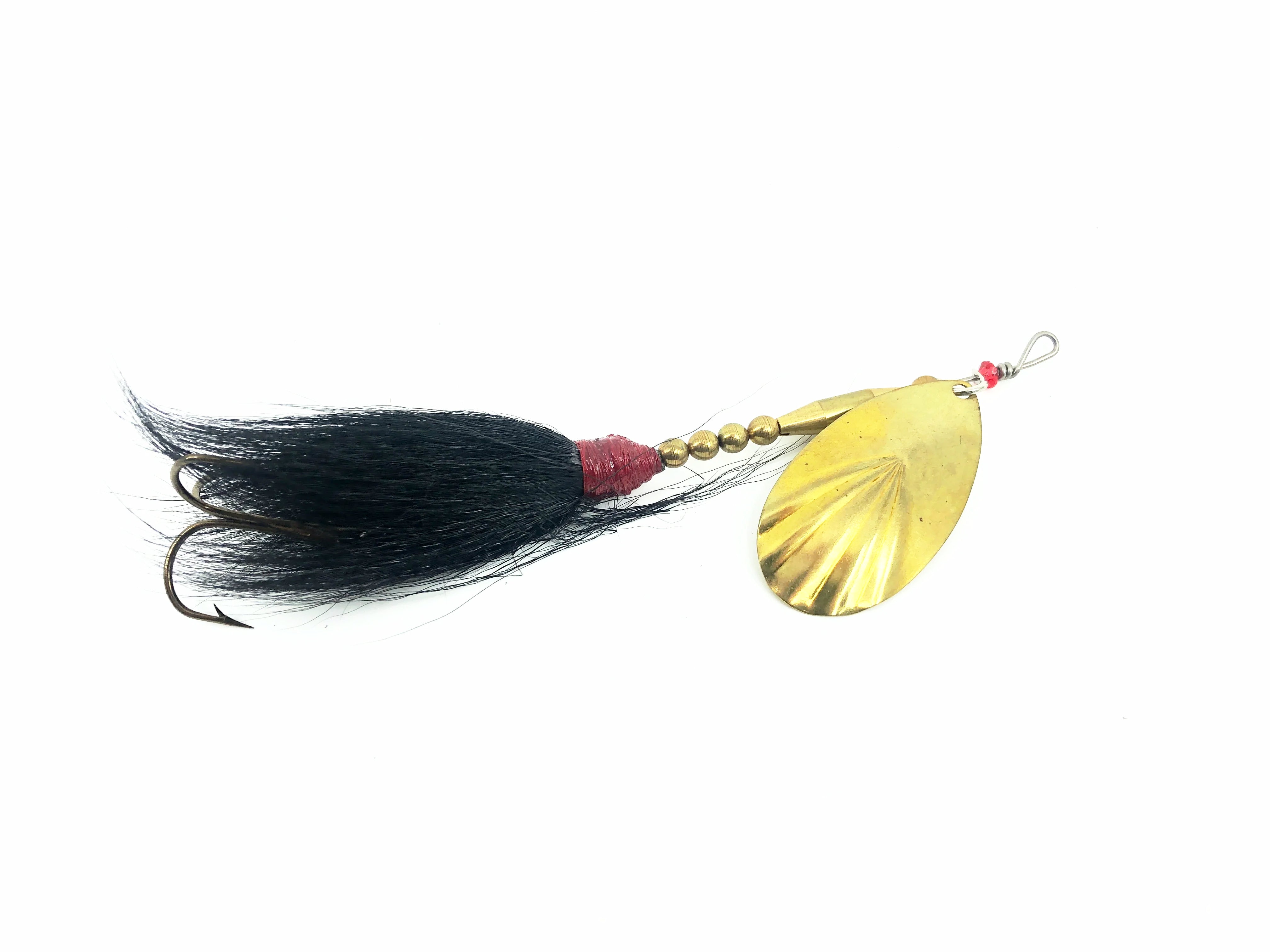 Musky Bucktail Spinner, Gold Blade/Black Tail Color -Fluted 1oz – My ...