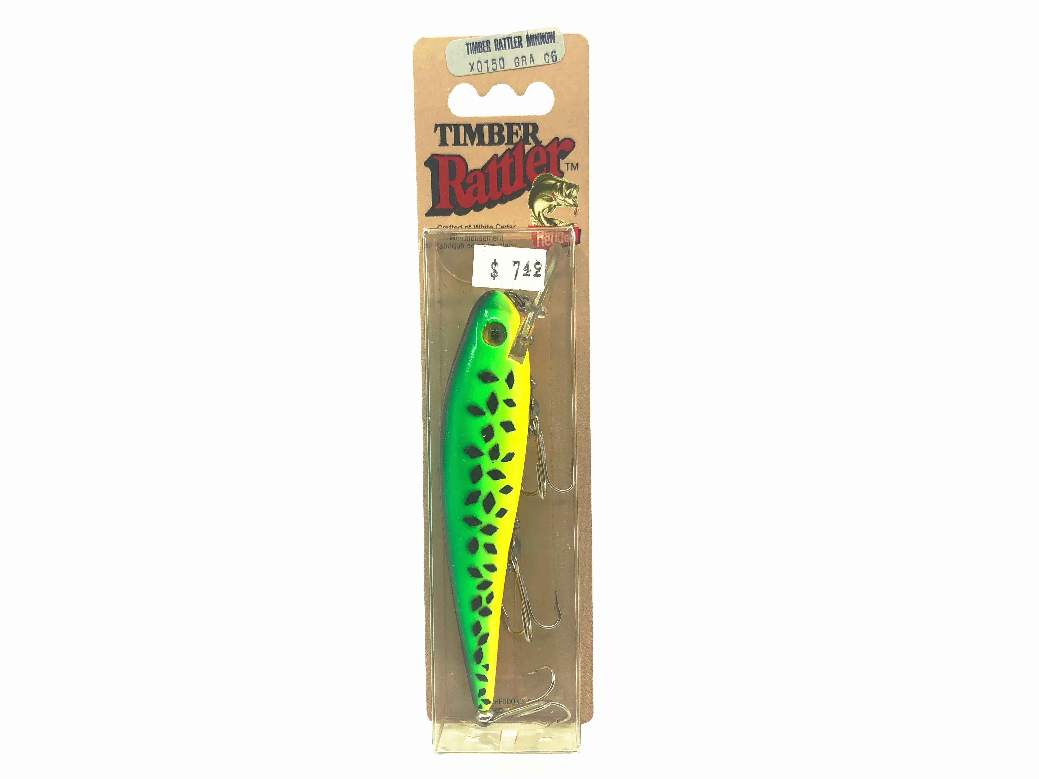 Heddon Timber Rattler X150, GRA Fluorescent Green Crawdad Color – My ...