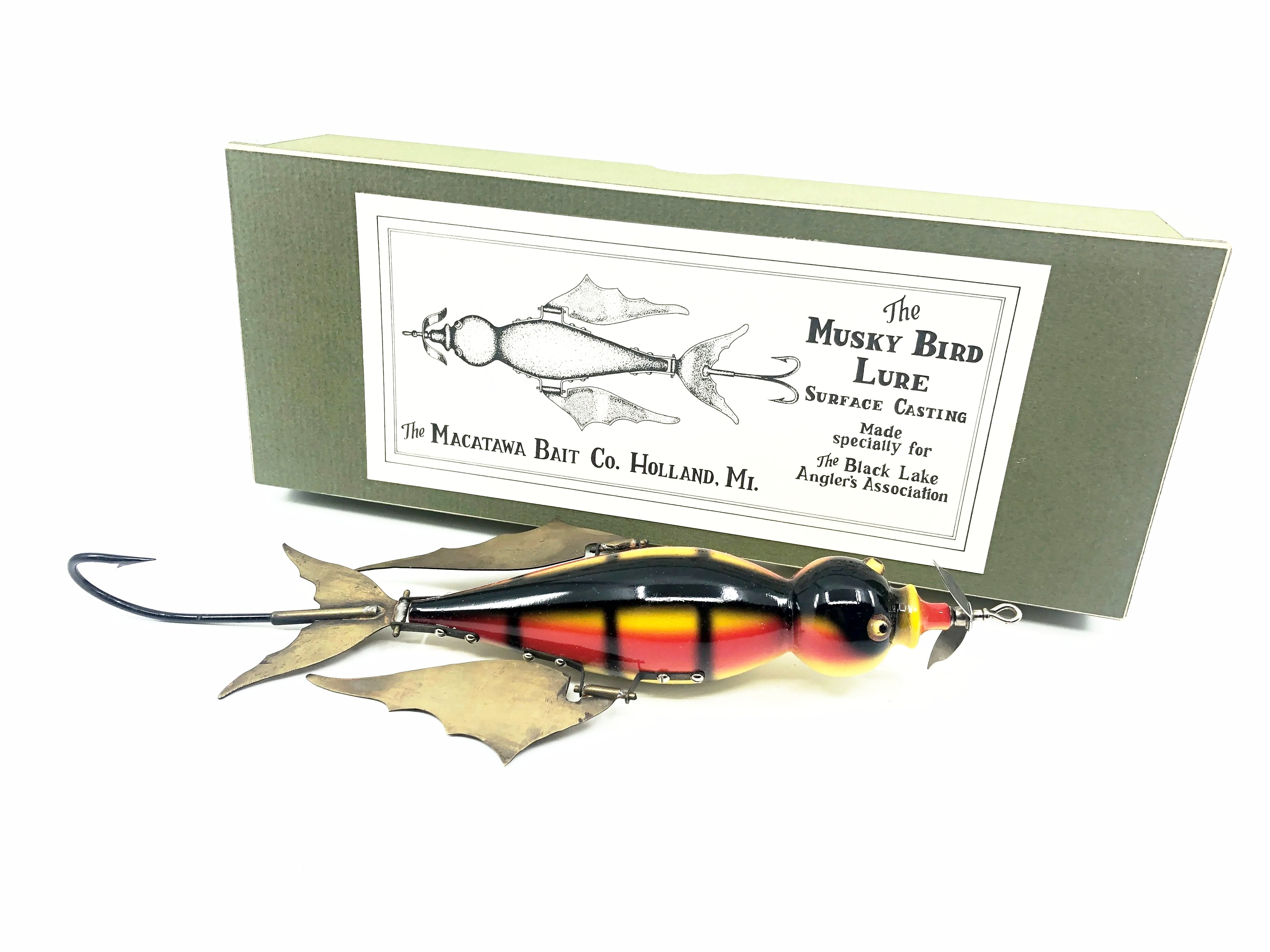 Macatawa Bait Co. Musky Bird, Red/Yellow/Black Color w/Box - Very Earl ...