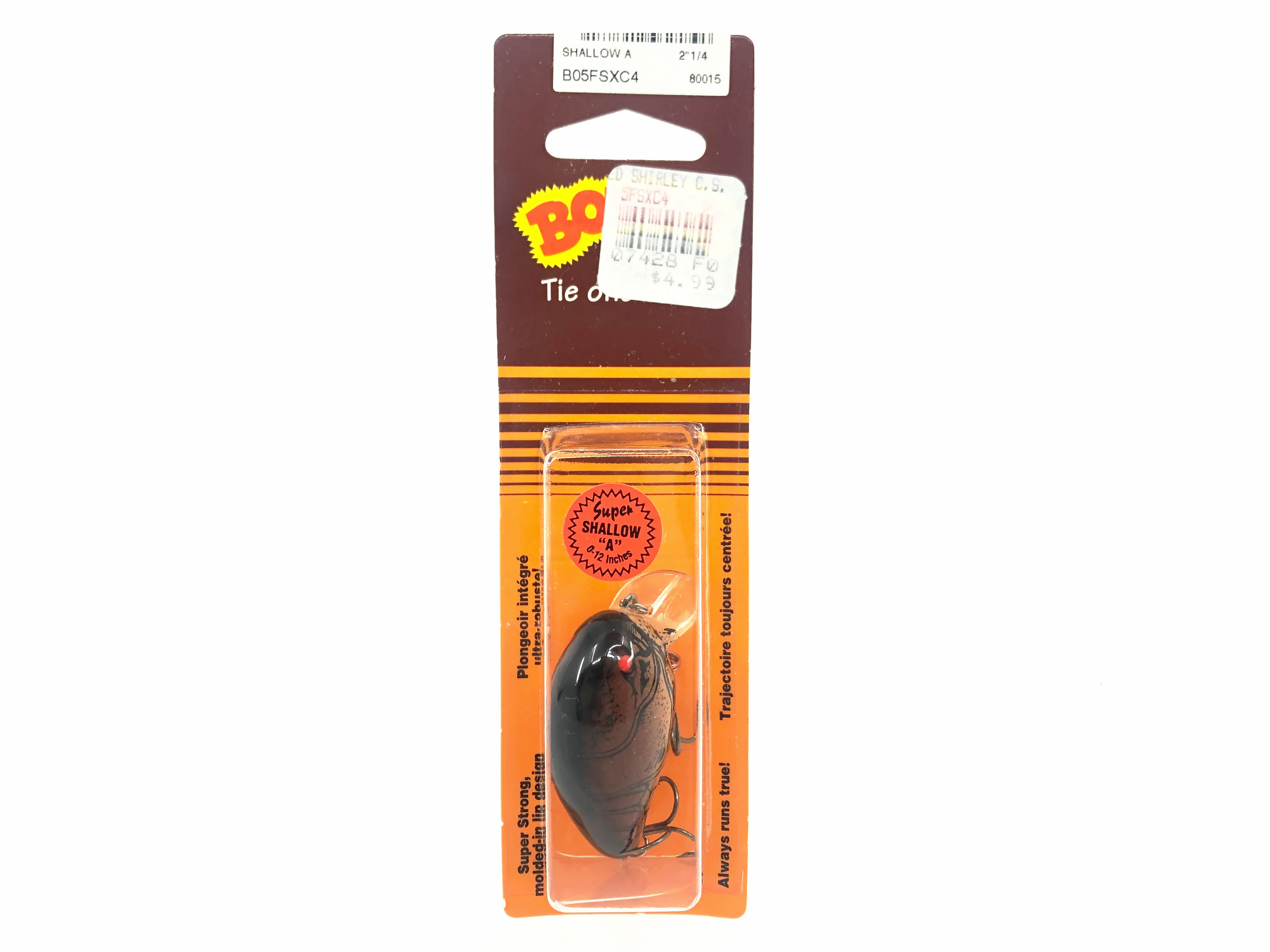 Bomber Super Shallow A B05, XC4 Brown Crawdad Color on Card – My Bait ...