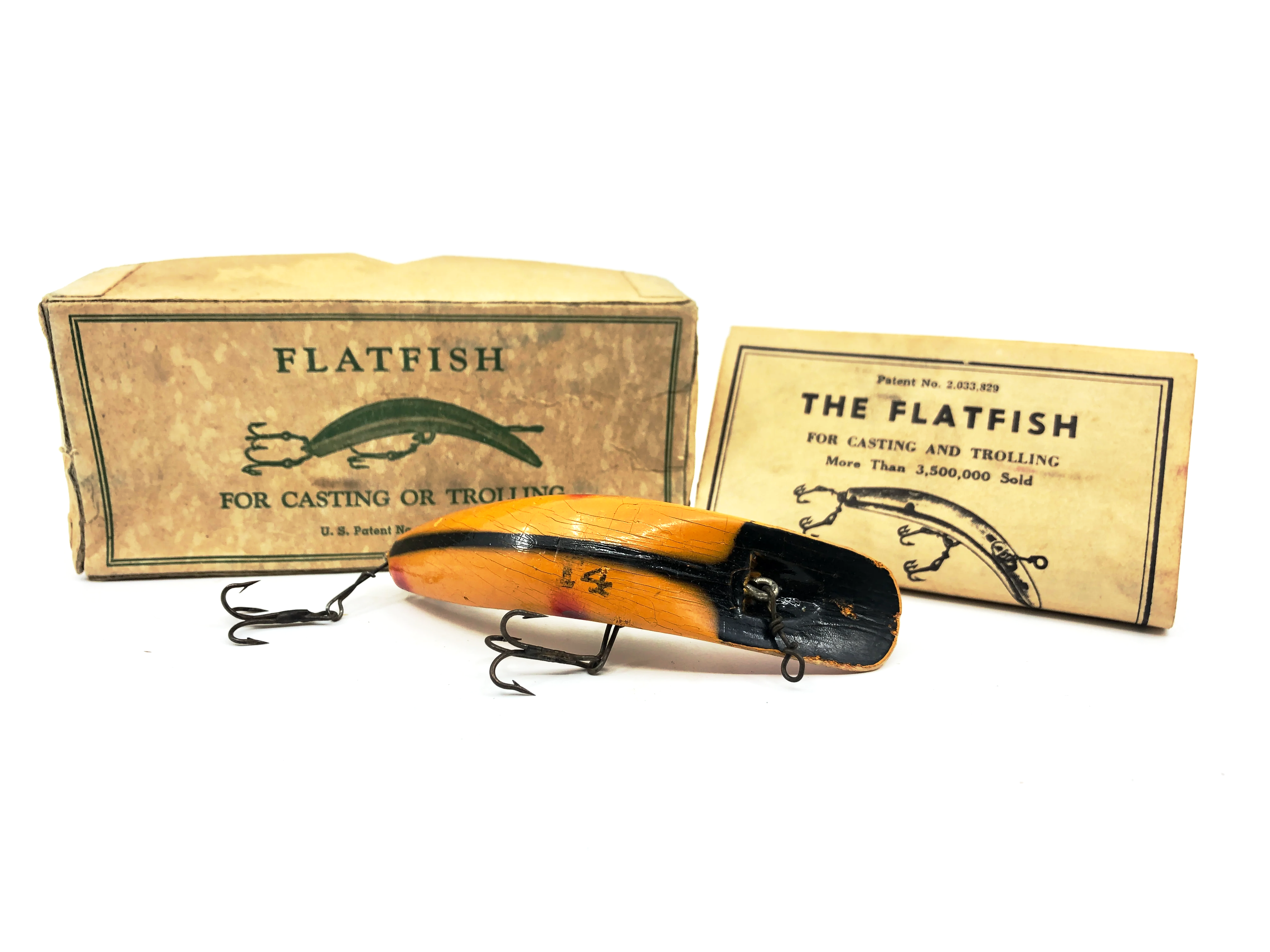 Vintage Helin Flatfish T4, OB Orange/Black Stripe/Red Tip Color with B ...