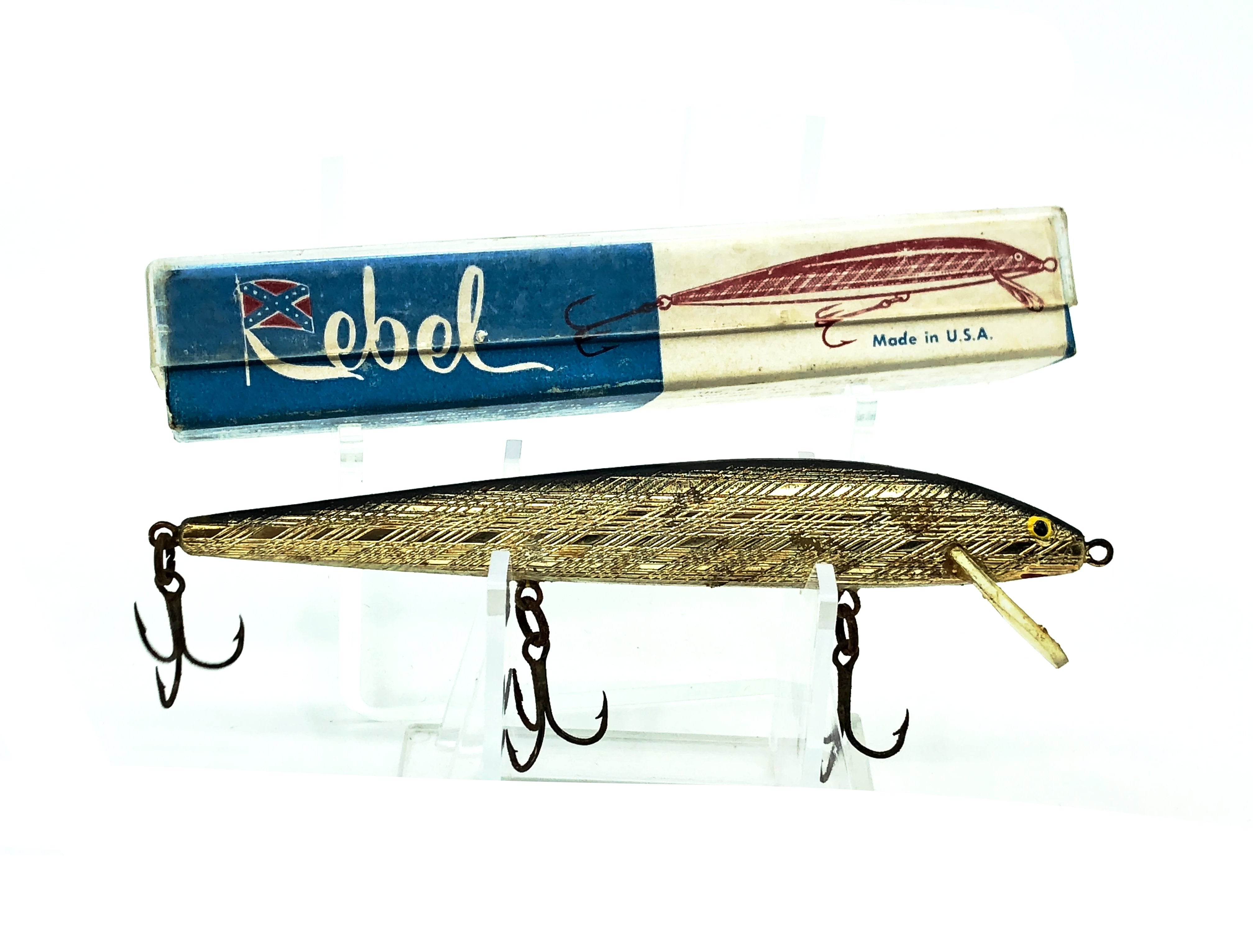 Vintage Rebel Floating Minnow F202, Gold Color with Flag Box – My Bait ...