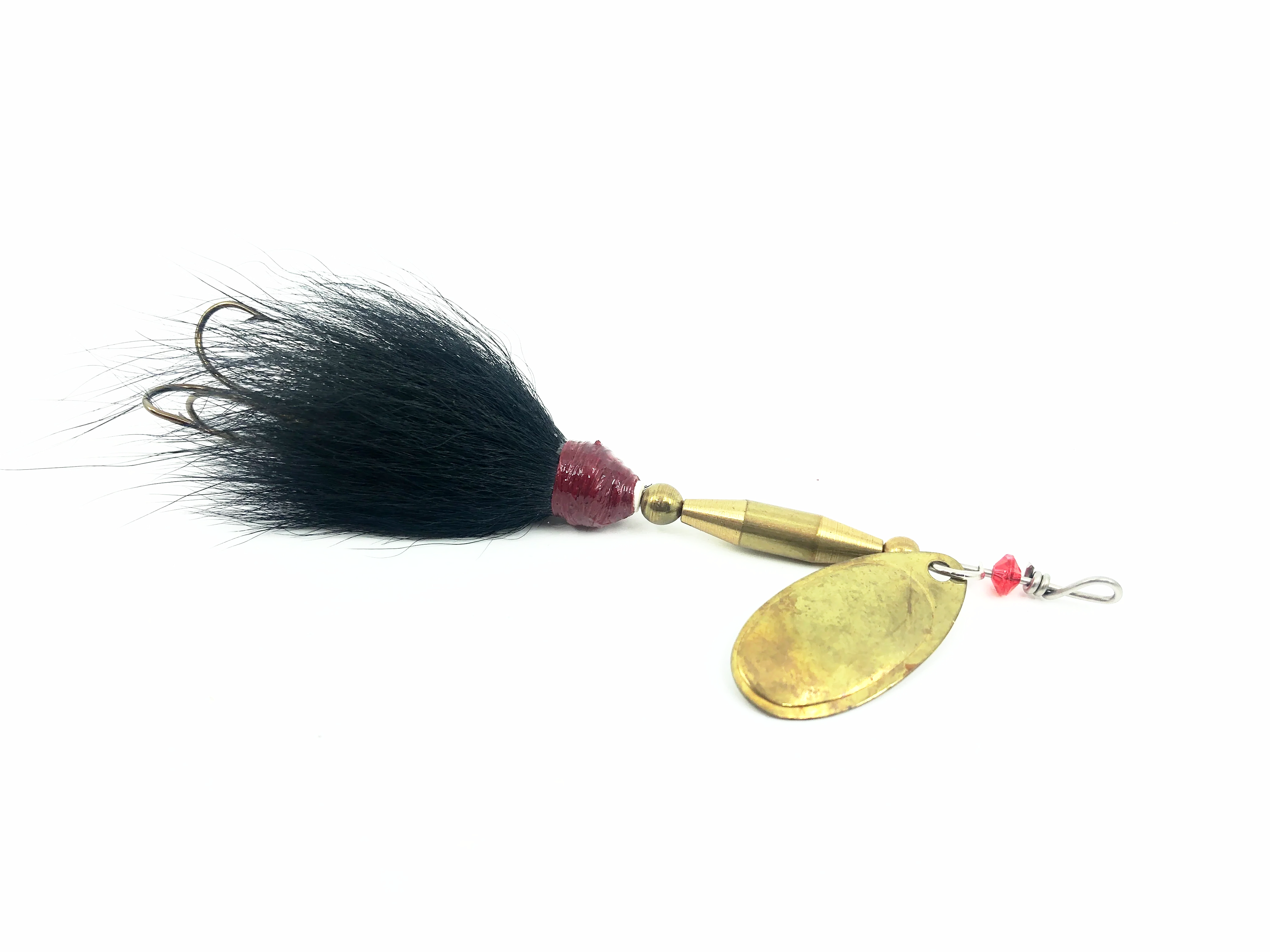 Pike Bucktail Inline Spinner, Gold Blade/Black Tail Color - French Bla ...