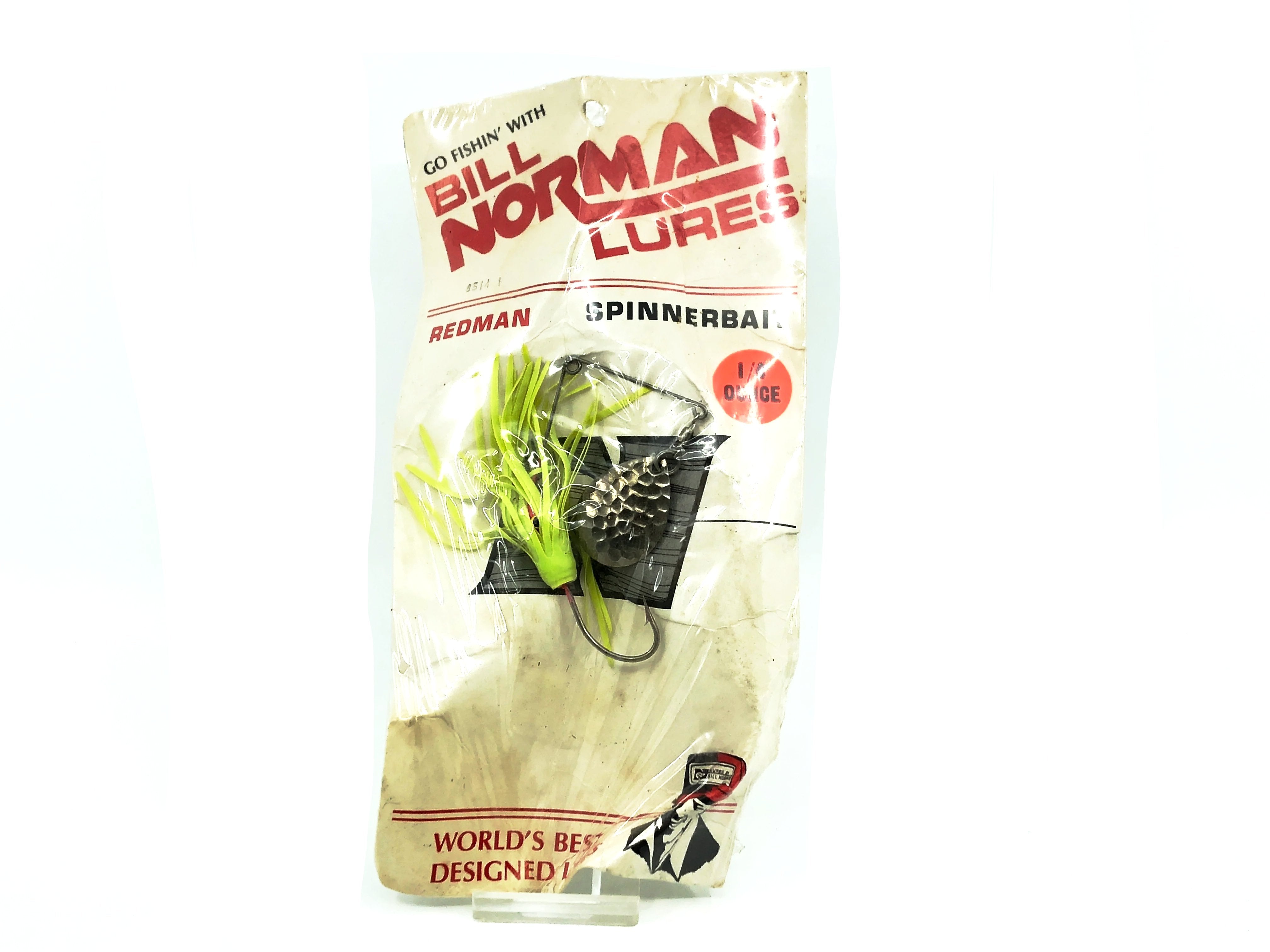 Bill Norman Redman Spinnerbait 1/4oz 8514, #1 Chartreuse Color on Card ...