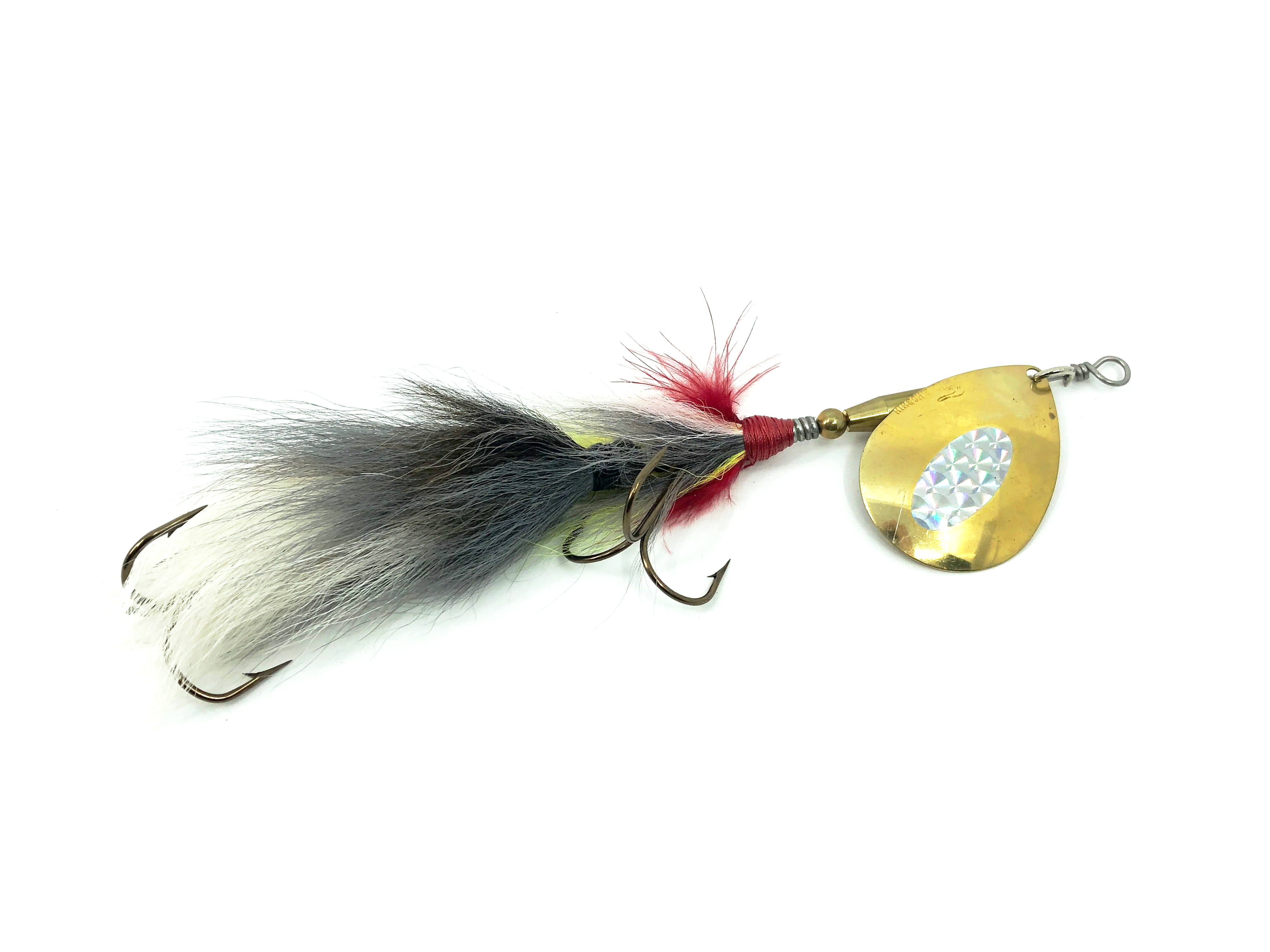 Hirsch's Ghost Tail 1 100 Series Bucktail Spinner, Brass Blade/White P ...