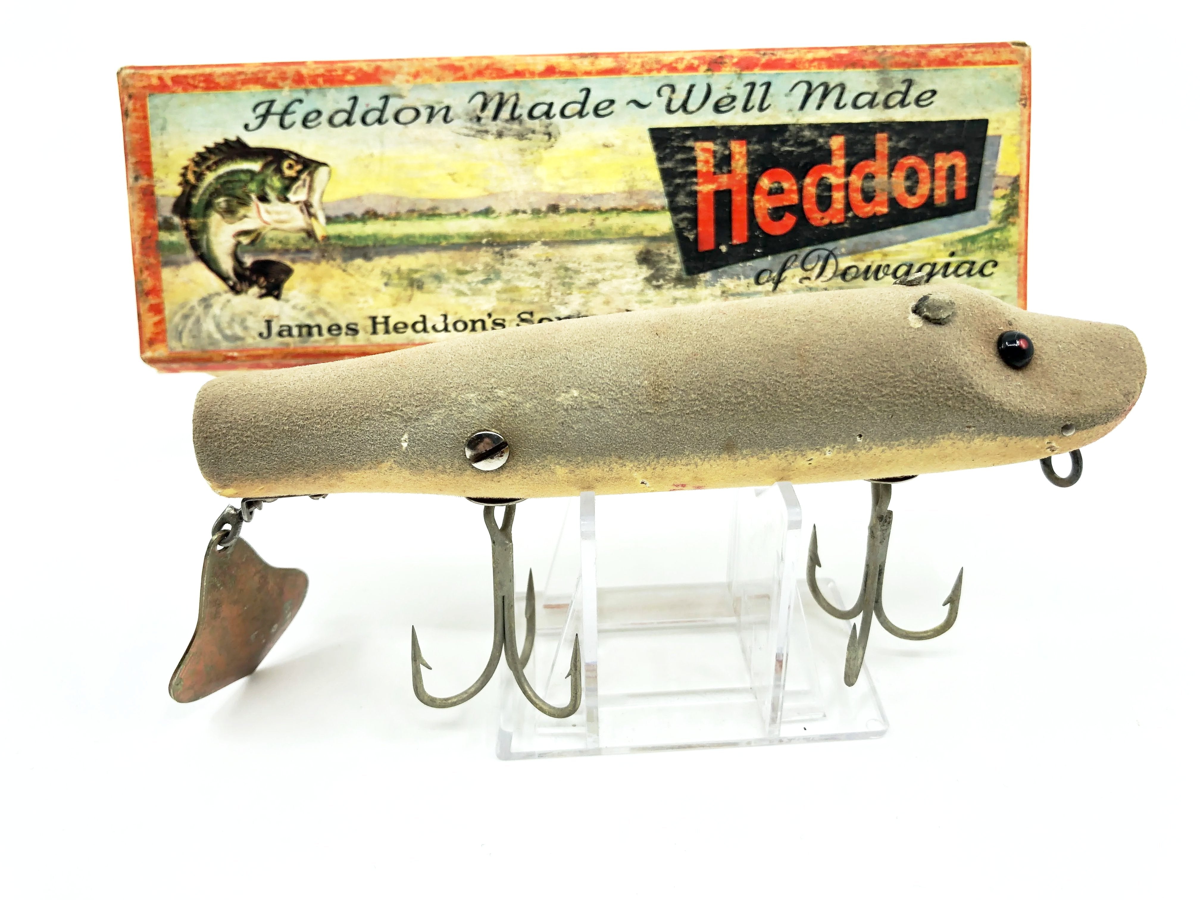 Heddon Wooden Giant Husky Flaptail 7040 GM Gray Mouse Color with Box ...