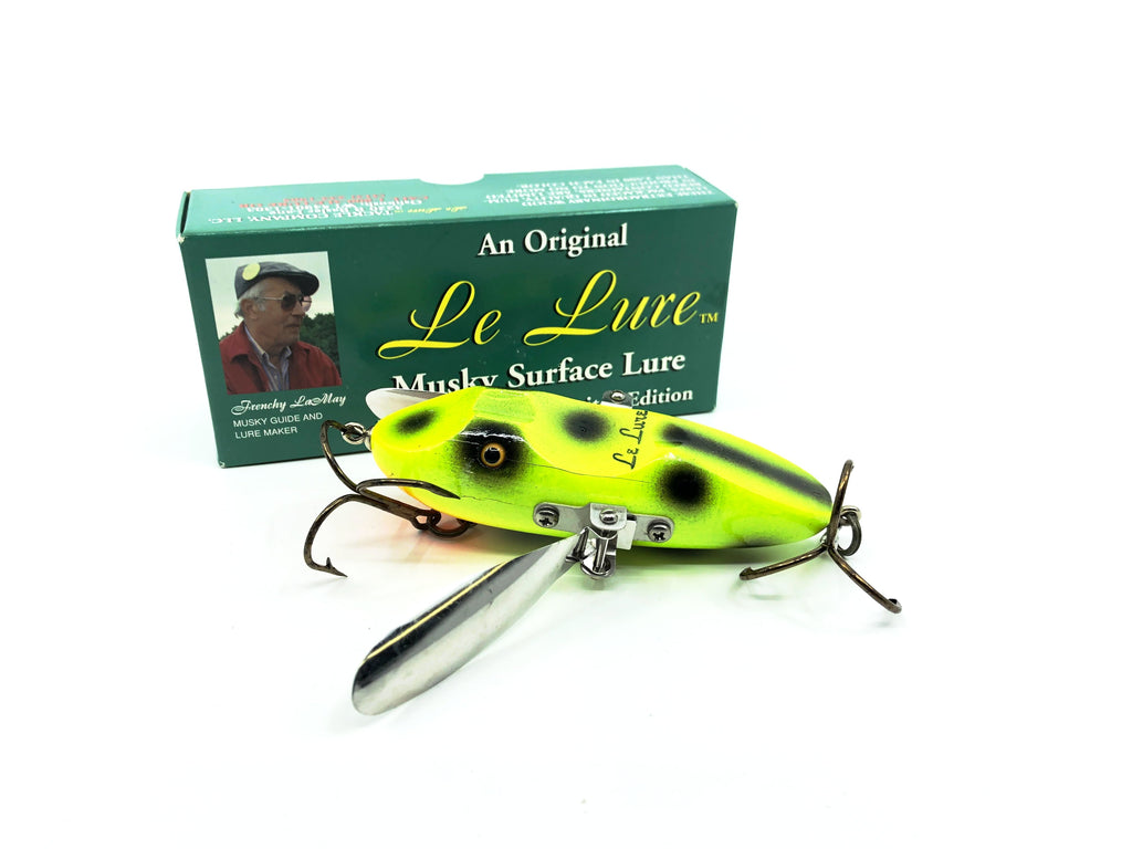 Le Lure Musky Surface Lure, Creeper Type Lure, Chartreuse Black Spots ...