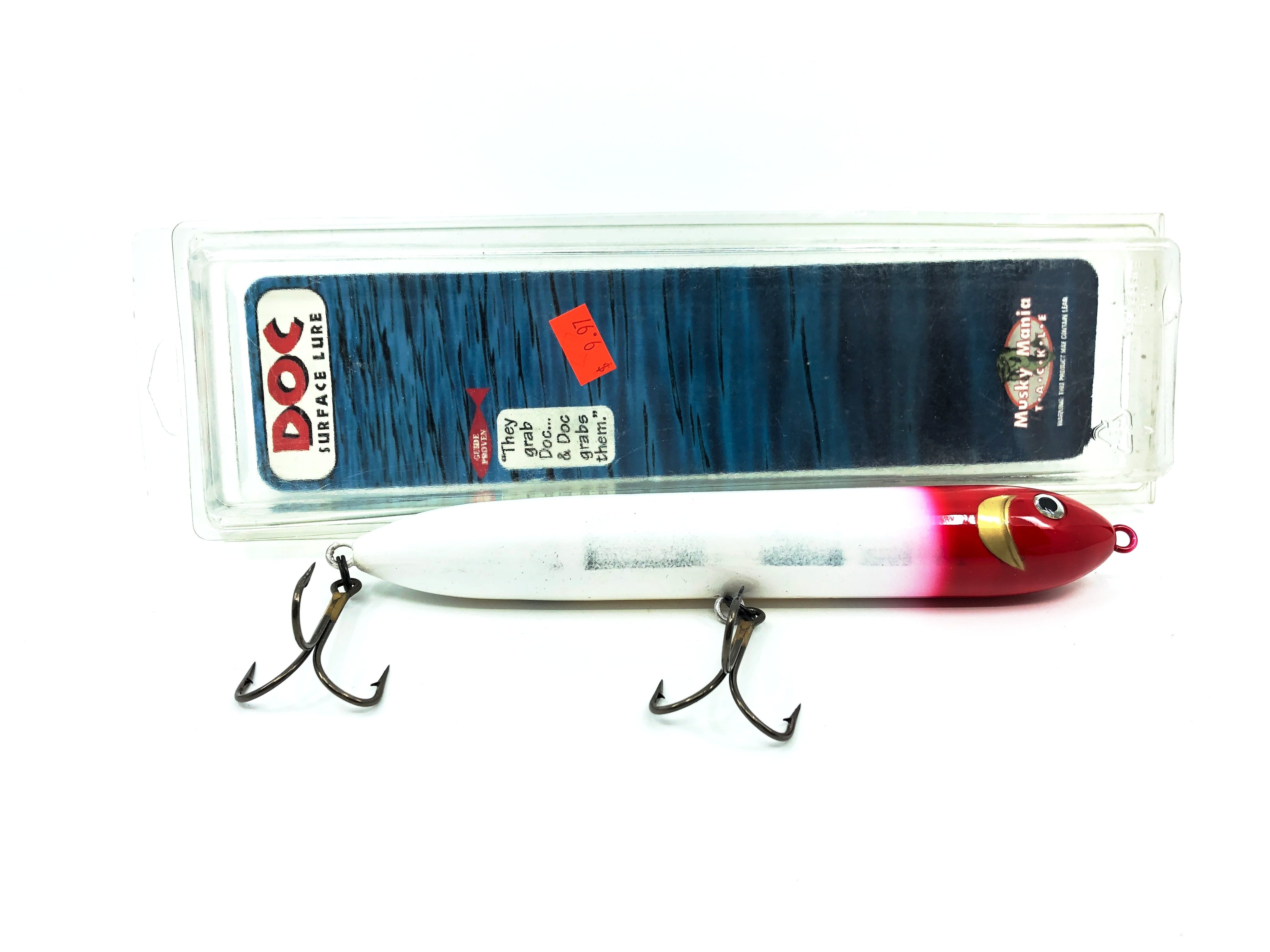 Musky Mania Doc Surface Lure, Red/White Color with Box – My Bait Shop, LLC