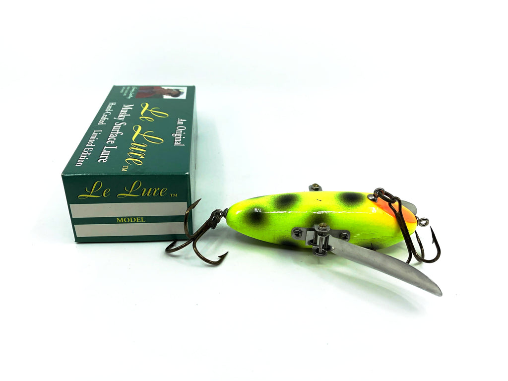 Le Lure Musky Surface Lure, Creeper Type Lure, Chartreuse Black Spots ...