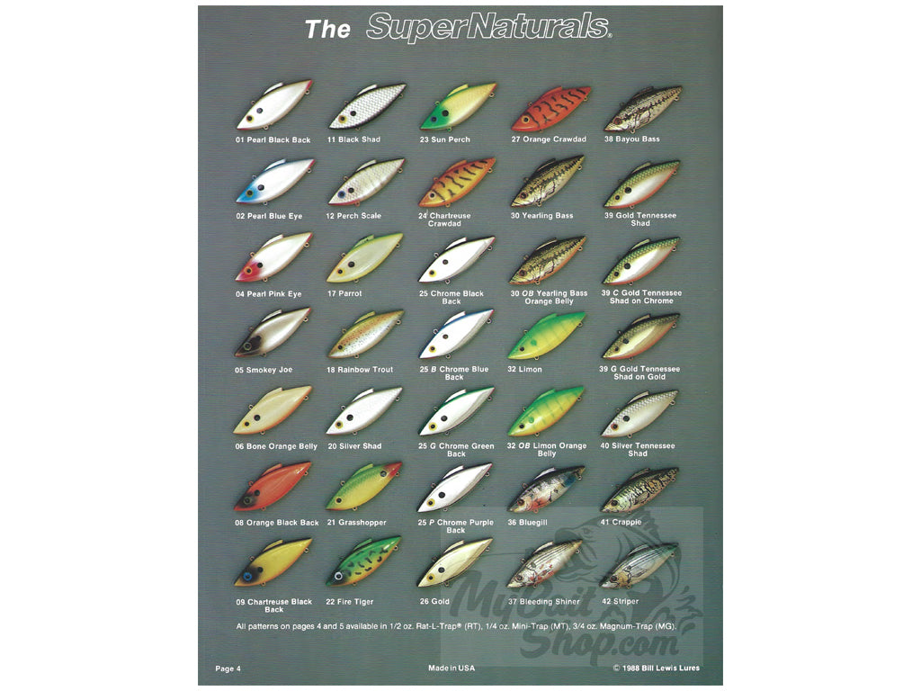 1990 Bill Lewis Rat-L-Trap Catalog Great Color Charts – My Bait Shop, LLC