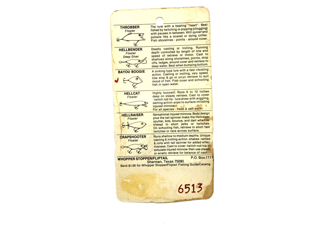 Whopper Stopper Vintage Bayou Boogie on Card Yellow with Black Dots Co ...