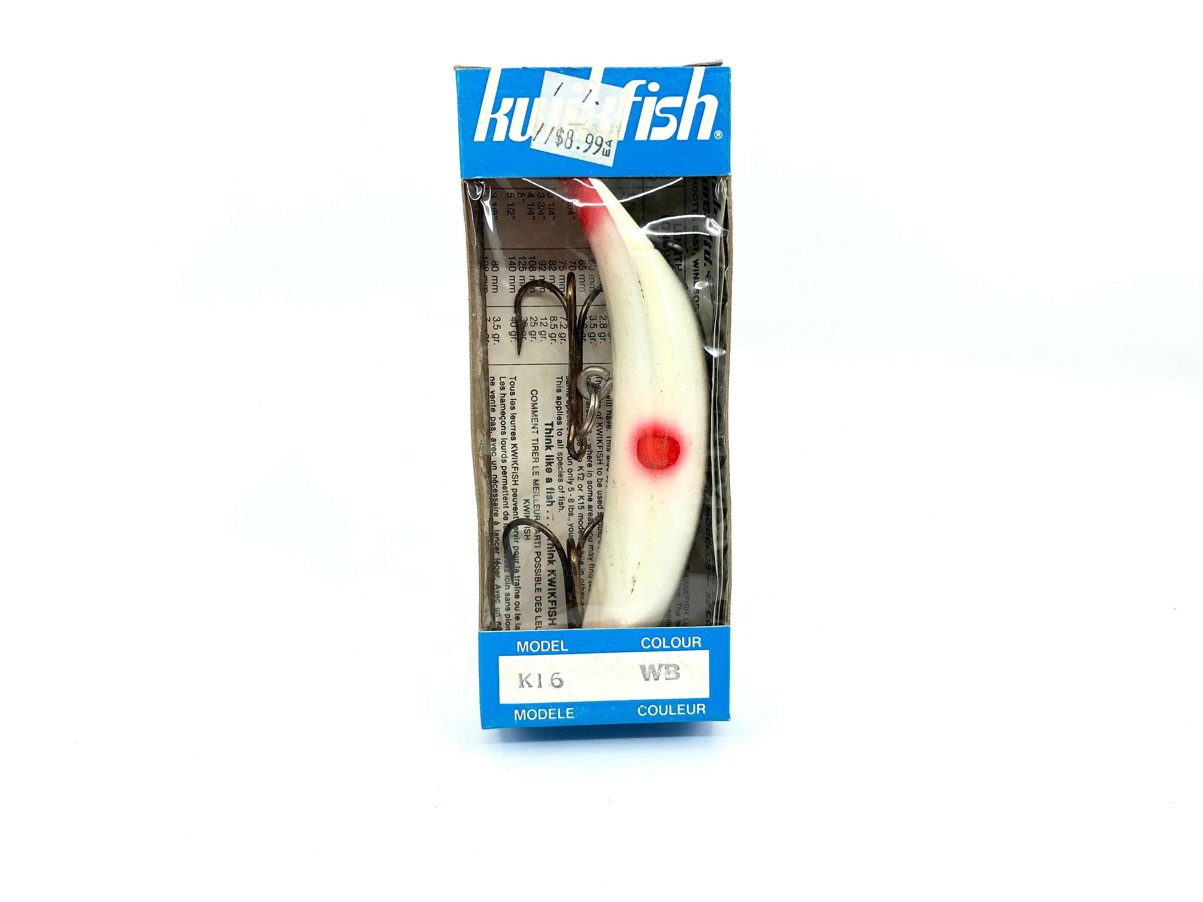 Kwikfish K16 WB White Black Stripe Color New in Box Old Stock – My Bait ...
