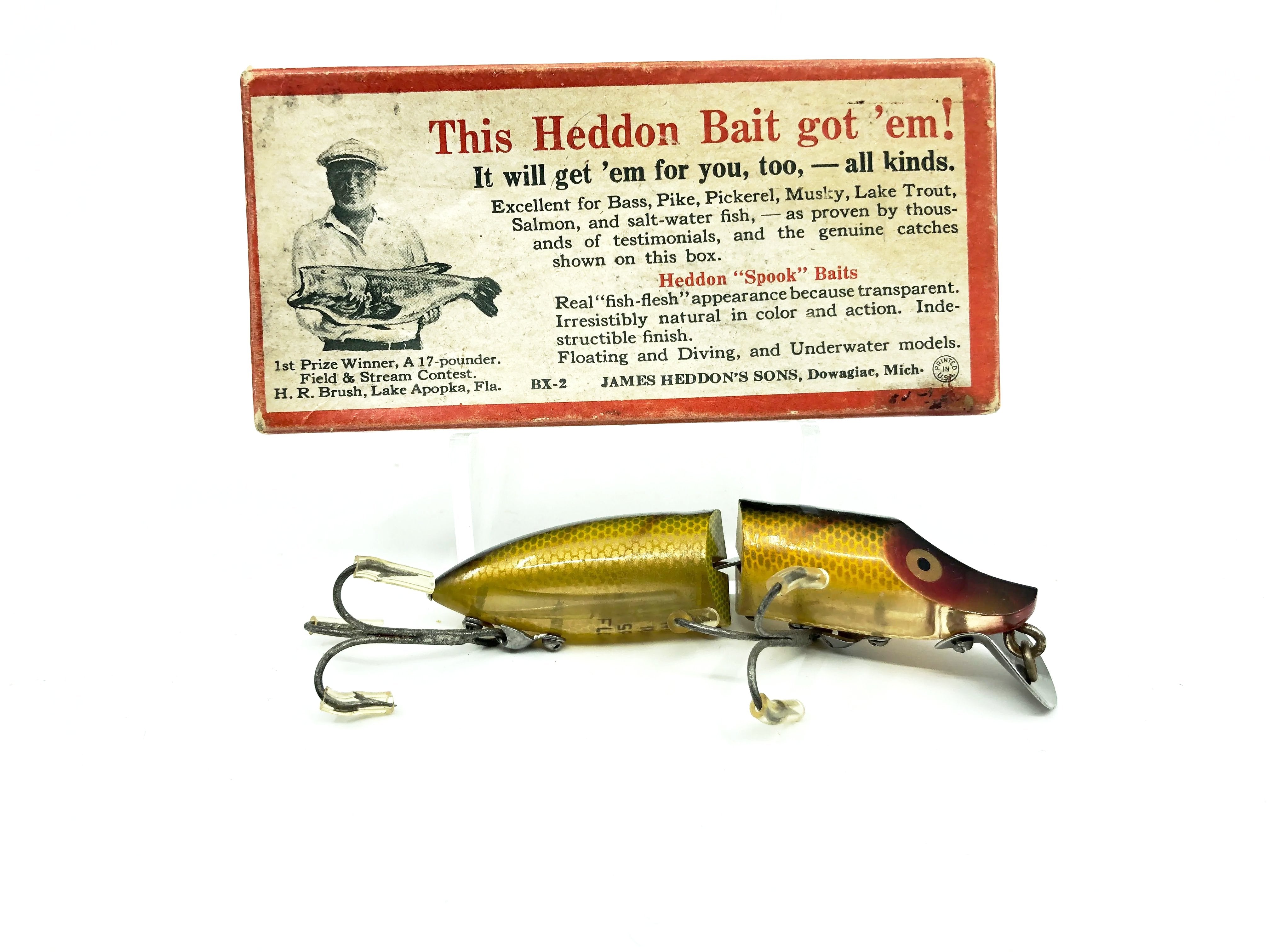 Heddon 9430 Jointed River Runt in Perch Color 9439L with Brush Box - T ...