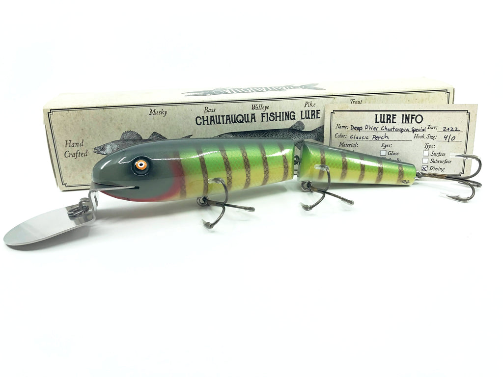 Chautauqua Special Jointed Deep Diver 8" Musky Lure Classic Perch Colo ...