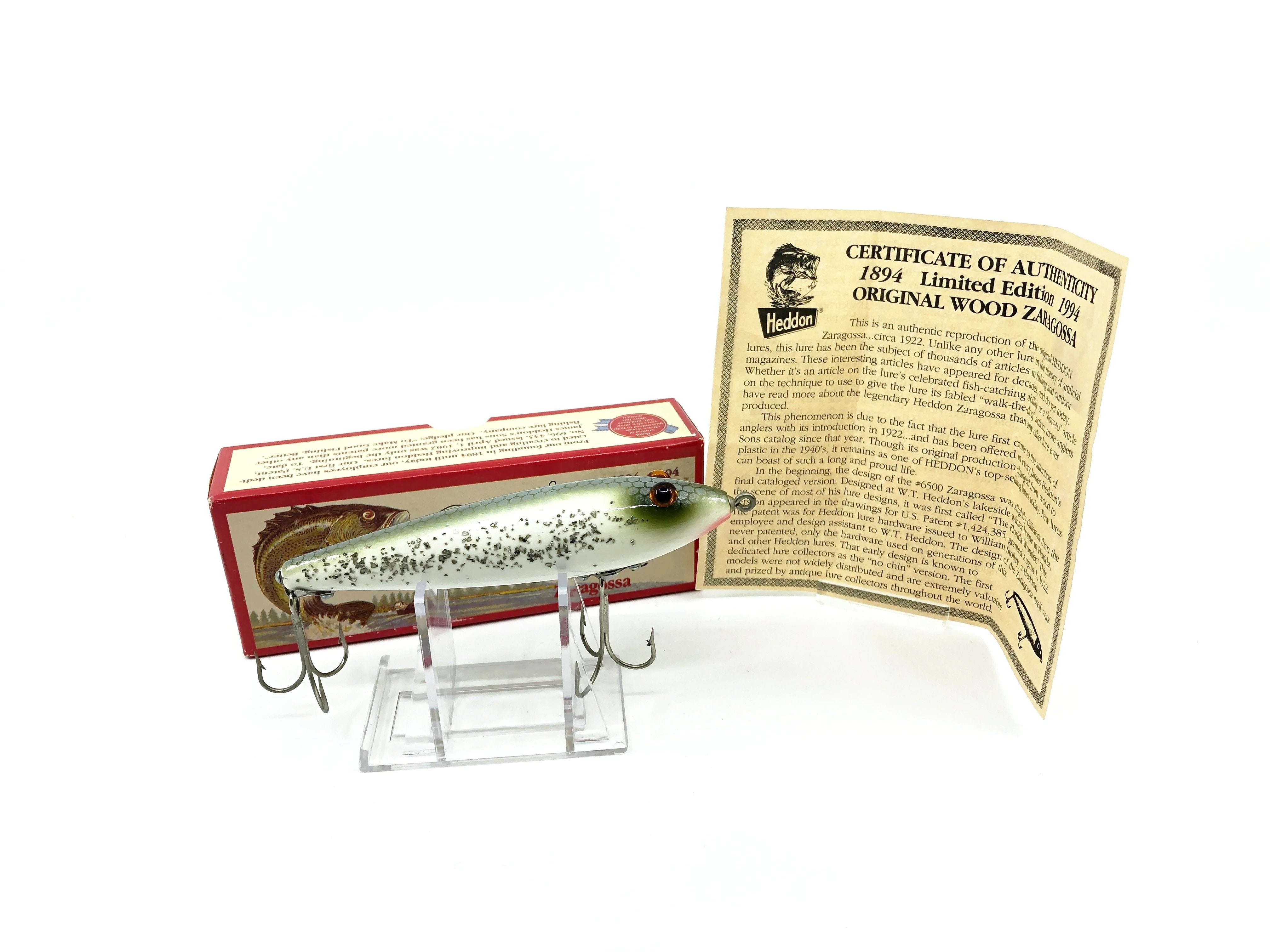 Heddon Centennial Edition Wood Zaragossa New in Box NO. X6500W-SS Silv ...