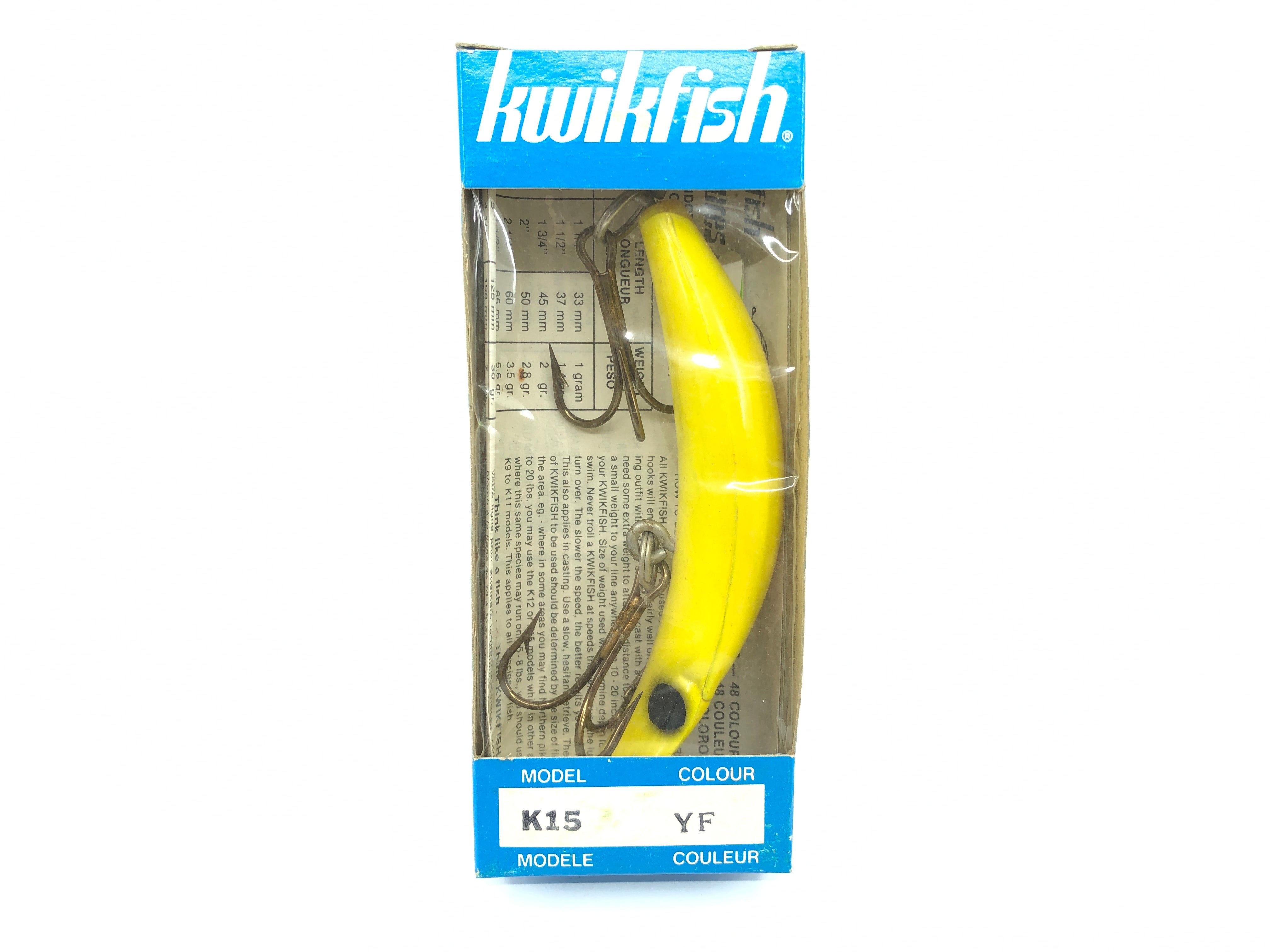 Kwikfish K15 YF Yellow Fluorescent Color New in Box Old Stock – My Bait ...