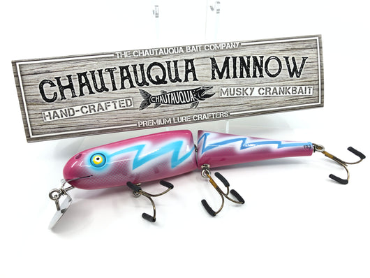 Jointed Chautauqua 8" Minnow Musky Lure Special Order Color "Pink Bolt ...