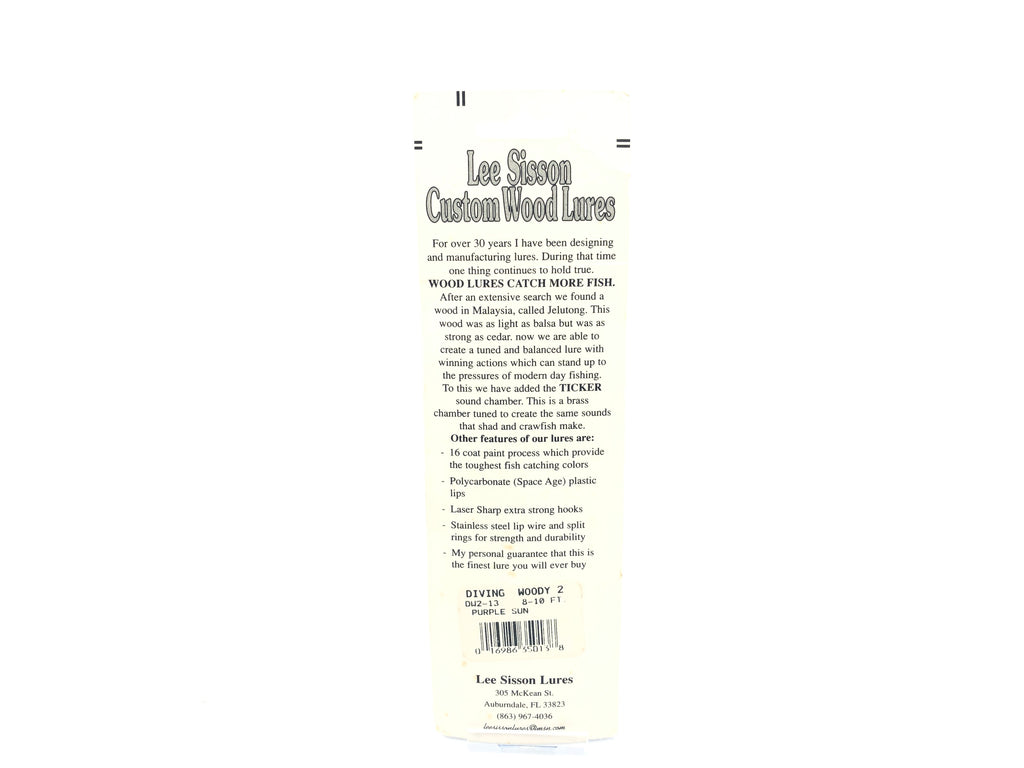 Lee Sisson Diving Woody 2 Purple Sun Color New on Card – My Bait Shop, LLC