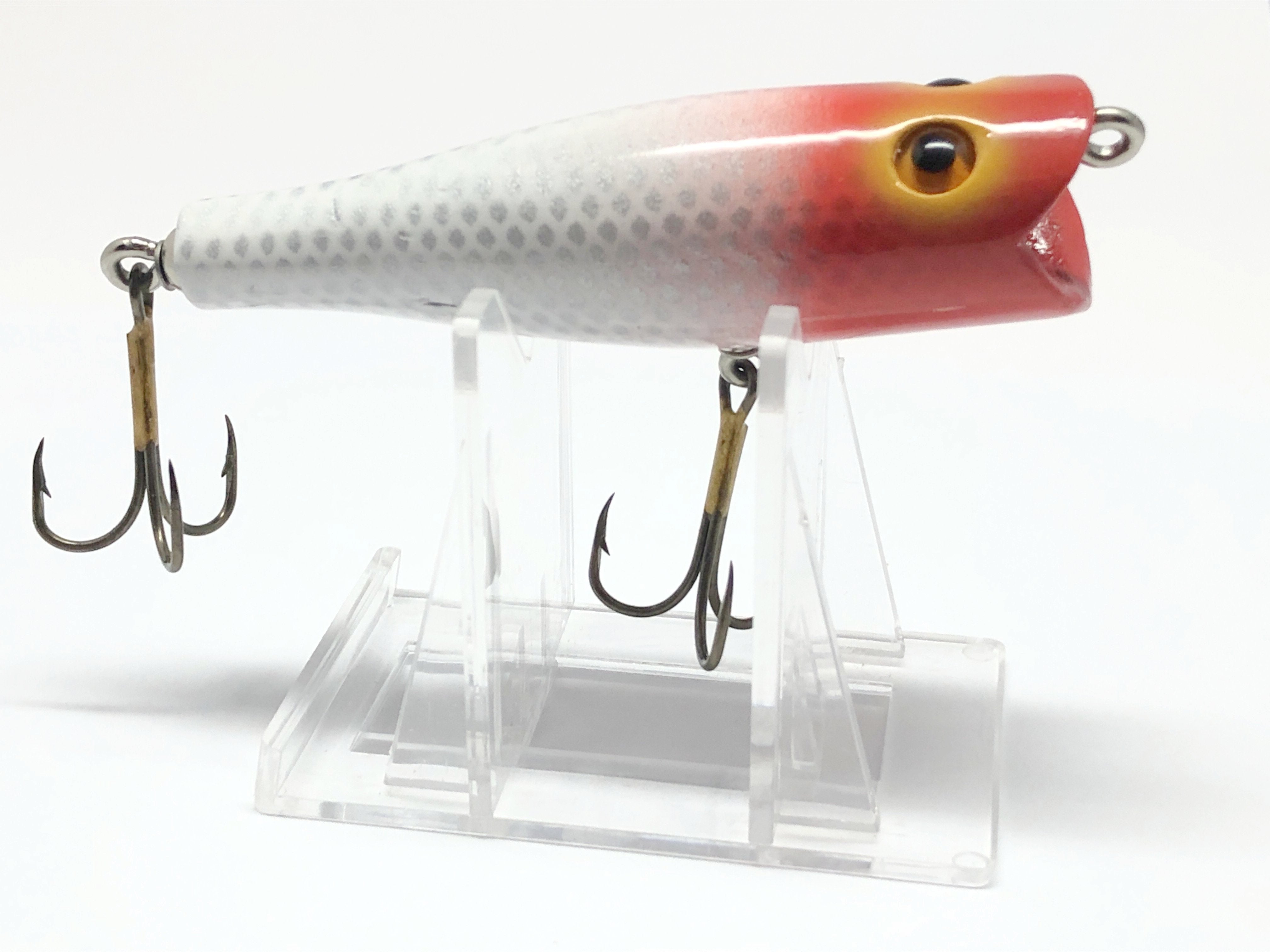 Chautauqua Glass Eyed Popper Wooden Lure in Red and White Color – My ...