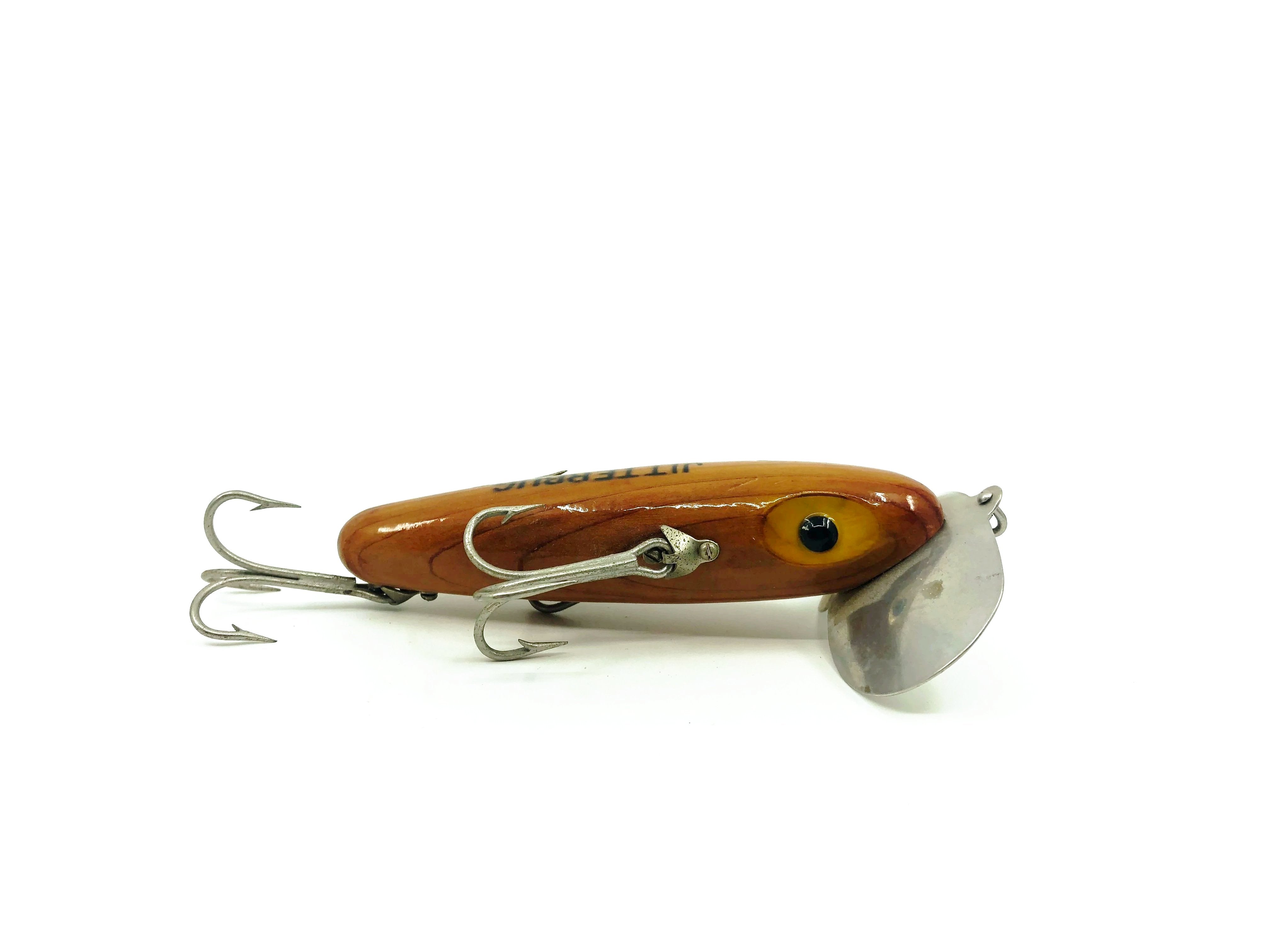 Arbogast 3-Hook Musky Jitterbug - Wooden Cedar (Natural) Bug Color – My ...