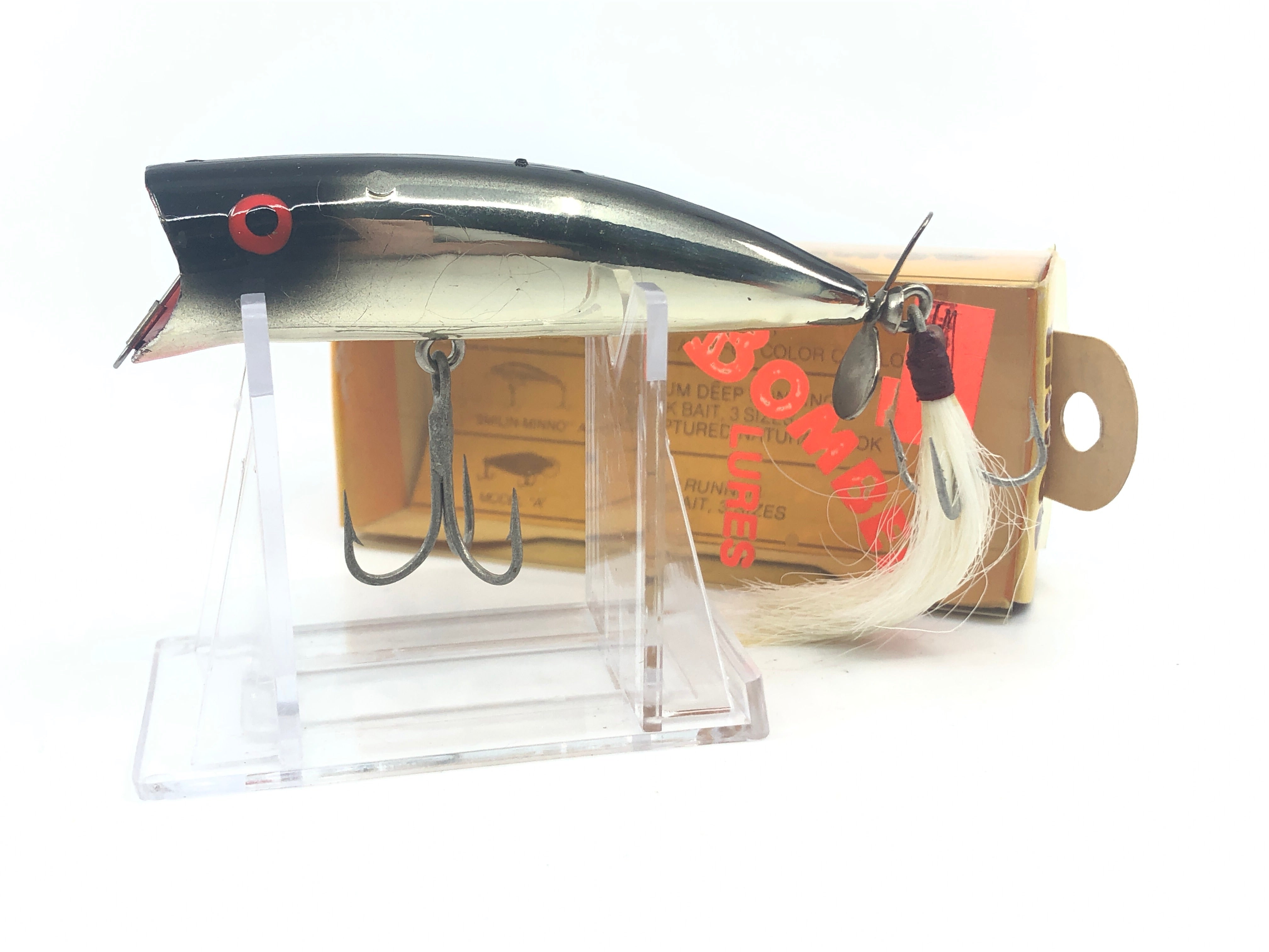 Bomber Popper Black Metachrome with Tail and Box – My Bait Shop, LLC